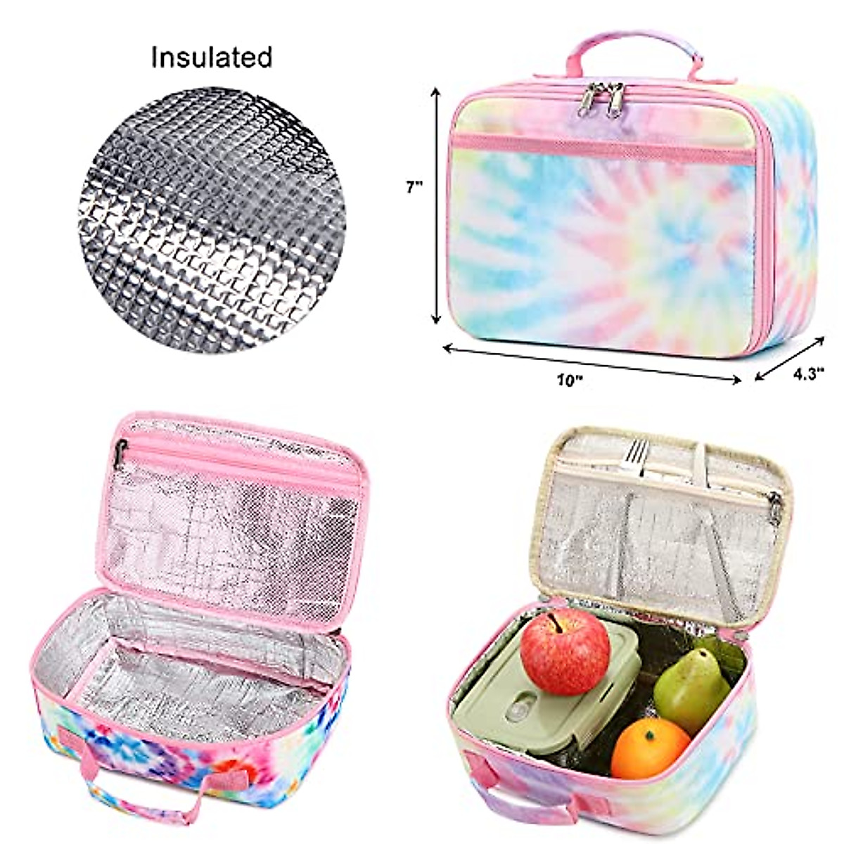 Bluboon School Backpack for Girls Teens Bookbag Set Laptop Backpack Lunch Box with Pencil Bag (Tie dye Pink)