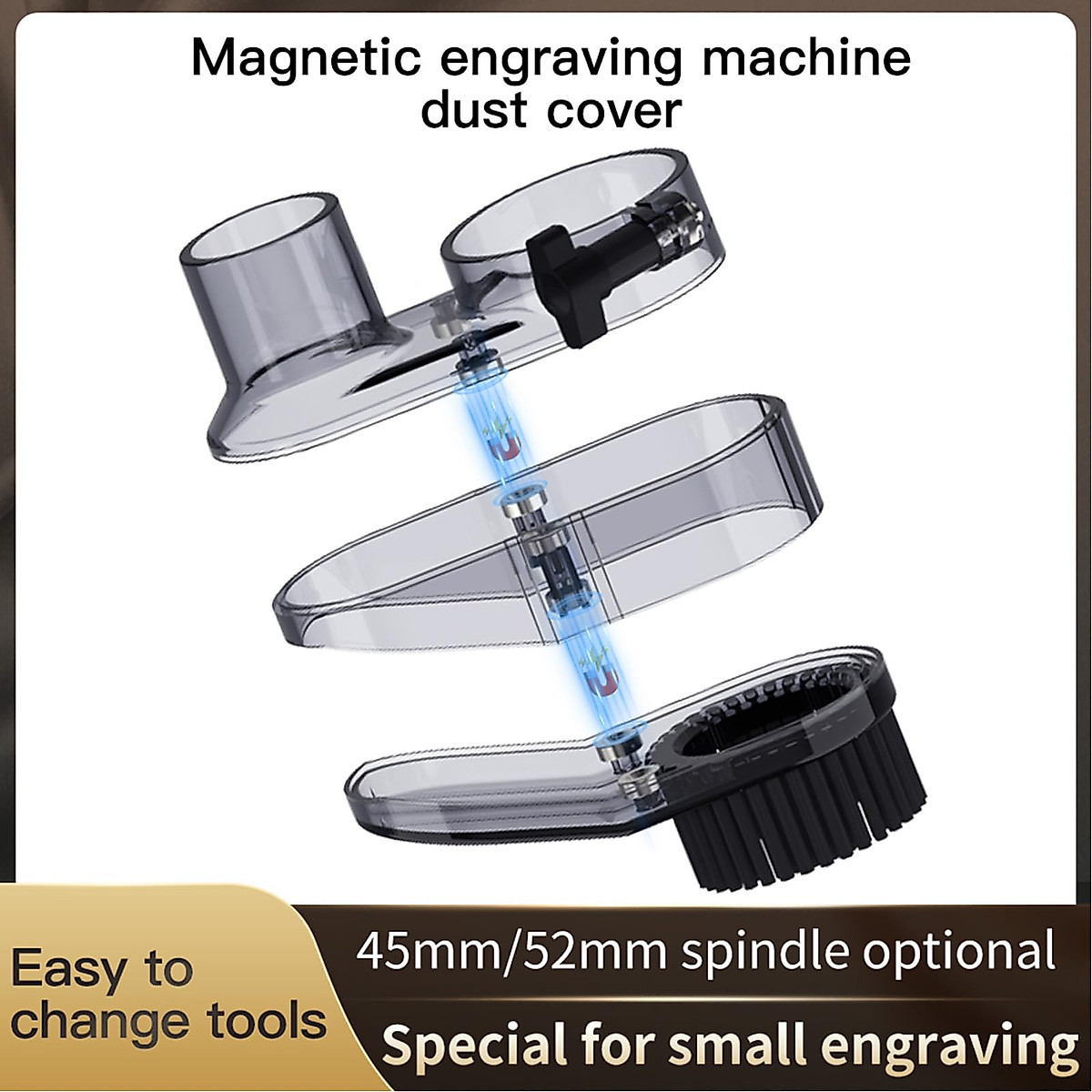 CNC ABS Dust Shoe for CNC Machines, 52mm Diameter Motor, fits Most 300W-500W Spindle Motors, Engraving Machine Accessories for CNC Engraver Milling Mahcine