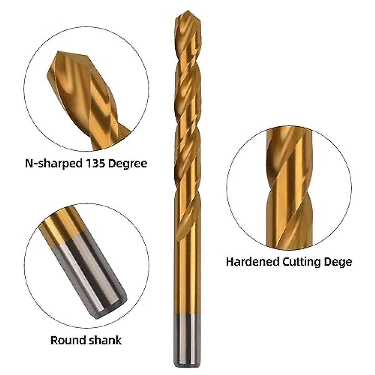 Cobalt Drill Bit Set,NOEAIKE 15PCS M35 HSS Metal Drill Bits,Twist Jobber Length Cobalt Drill Bits for Hardened Steel,Stainless Steel,Cast Iron,Aluminum Alloy and Wood with Storage Case Size 1.5-10mm