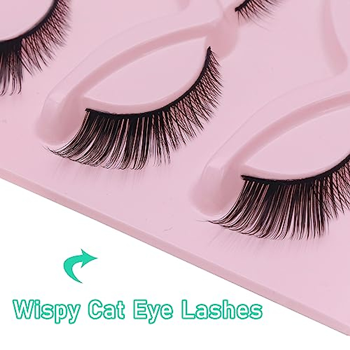 Fyonas Cat Eye Lashes Comfortable Fake Eyelashes Wispy Lashes Natural Look 18mm Fox Eye Lashes Volume False Lashes 5 Pairs Pack (Cat Eye 03)