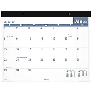 AT-A-GLANCE 2023 Monthly Desk Calendar, Desk Pad, 21-3/4" x 17", Standard, Easy to Read (SKLP2432)