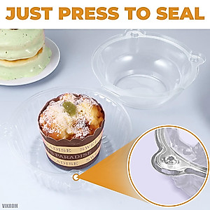 Individual Cupcake Boxes 100Pcs Plastic Container with Lid | Dessert Containers with Lids – Individual Cupcake Containers for Cupcakes & Muffin Storage Container - Plastic Cupcake Holder with Lid