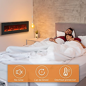 HEATLAND 36" Recessed Wall Mounted Electric Fireplace，Dual Control Remote and Touch Screen, Multiple Colors Adjustable ，750W/1500W Wide Recessed Fireplace Heater, Indoor Heater with Timer