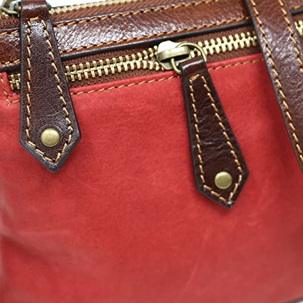 Floto Women's Leather Bag Fioro Crossbody Purse Satchel Handbag (Red)