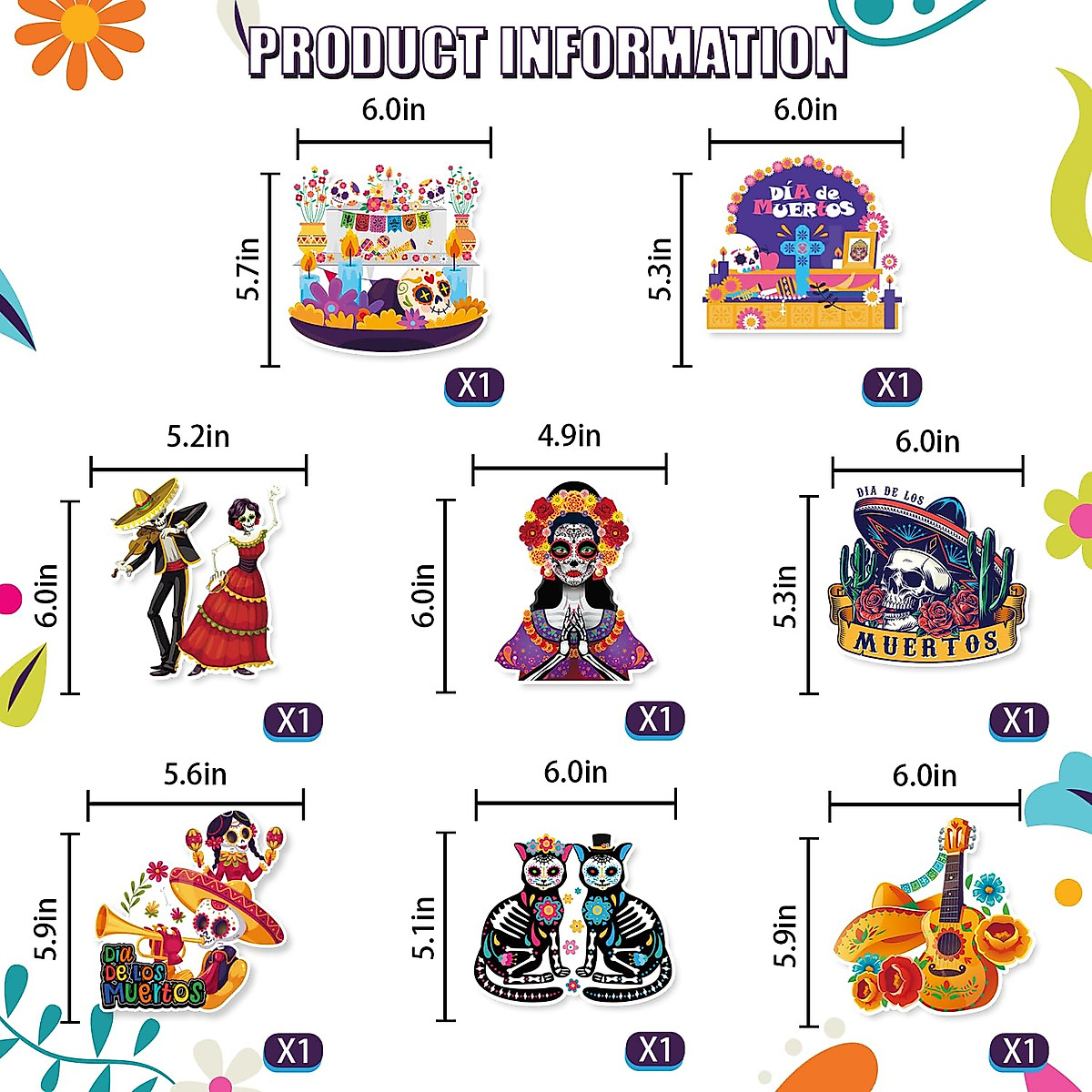 Yingoto Dia De Los Muertos Decorations Day of the Dead Decorations includes 1pcs Dia De Los Muertos Banner and 8pcs Dia De Los Muertos Altar Hanging Swirls for Day of The Dead Ofrenda Decorations