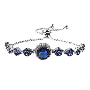 Shop LC Blue White Cubic Zirconia Bracelets for Women CZ Bolo Bracelets for Women Adjustable Tennis Bracelets for Women Fashion Jewelry Birthday Gifts for Women
