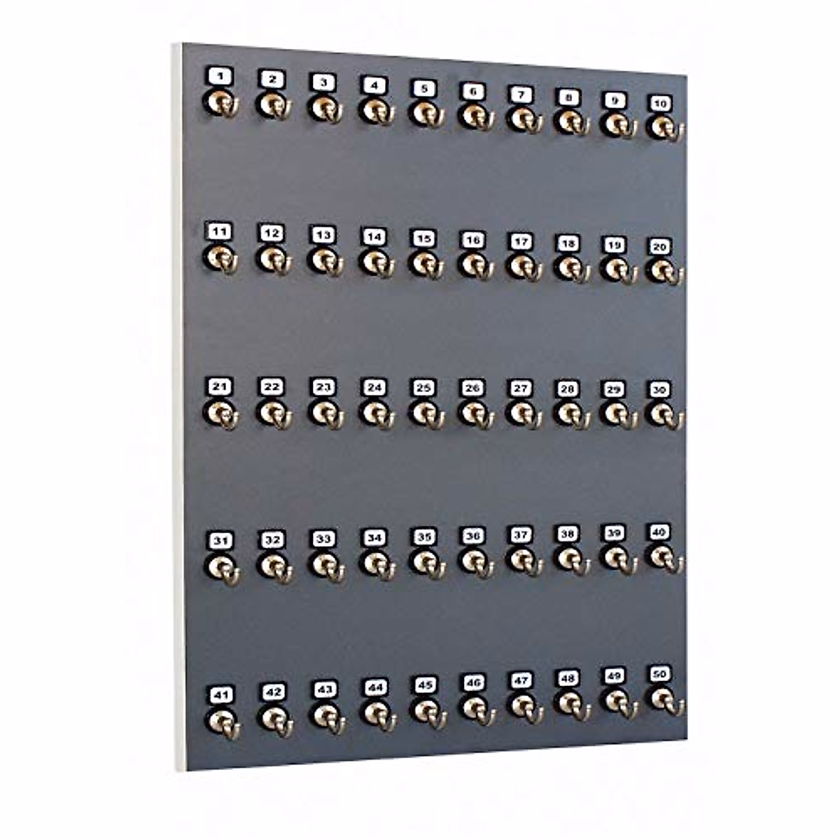 Stand Company Key Rack, Key Storage #50MNS, 50 Bolted Metal Numbered Hook with Hidden Hangers (50 Sets of Tag & Ring Included) - Made in USA