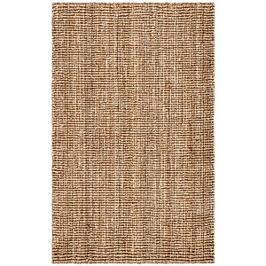 SAFAVIEH Natural Fiber Collection Area Rug - 5' x 7'6", Natural, Handmade Chunky Textured Jute 0.75-inch Thick, Ideal for High Traffic Areas in Living Room, Bedroom (NF447A)