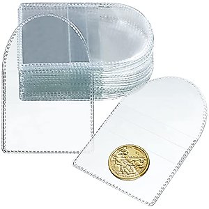 50 Pcs Single Pocket Coin Sleeves Collectors Individual Clear Plastic Sleeves Holders Small Coin Holders Plastic Coin Pouch Single Coin Protector for Coins Jewelry and Small Items Storage (2.2 Inches)