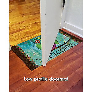 Toland Home Garden 800004 Rainbow Owl Welcome Door Mat 18x30 Inch Bird Outdoor Doormat for Entryway Indoor Entrance