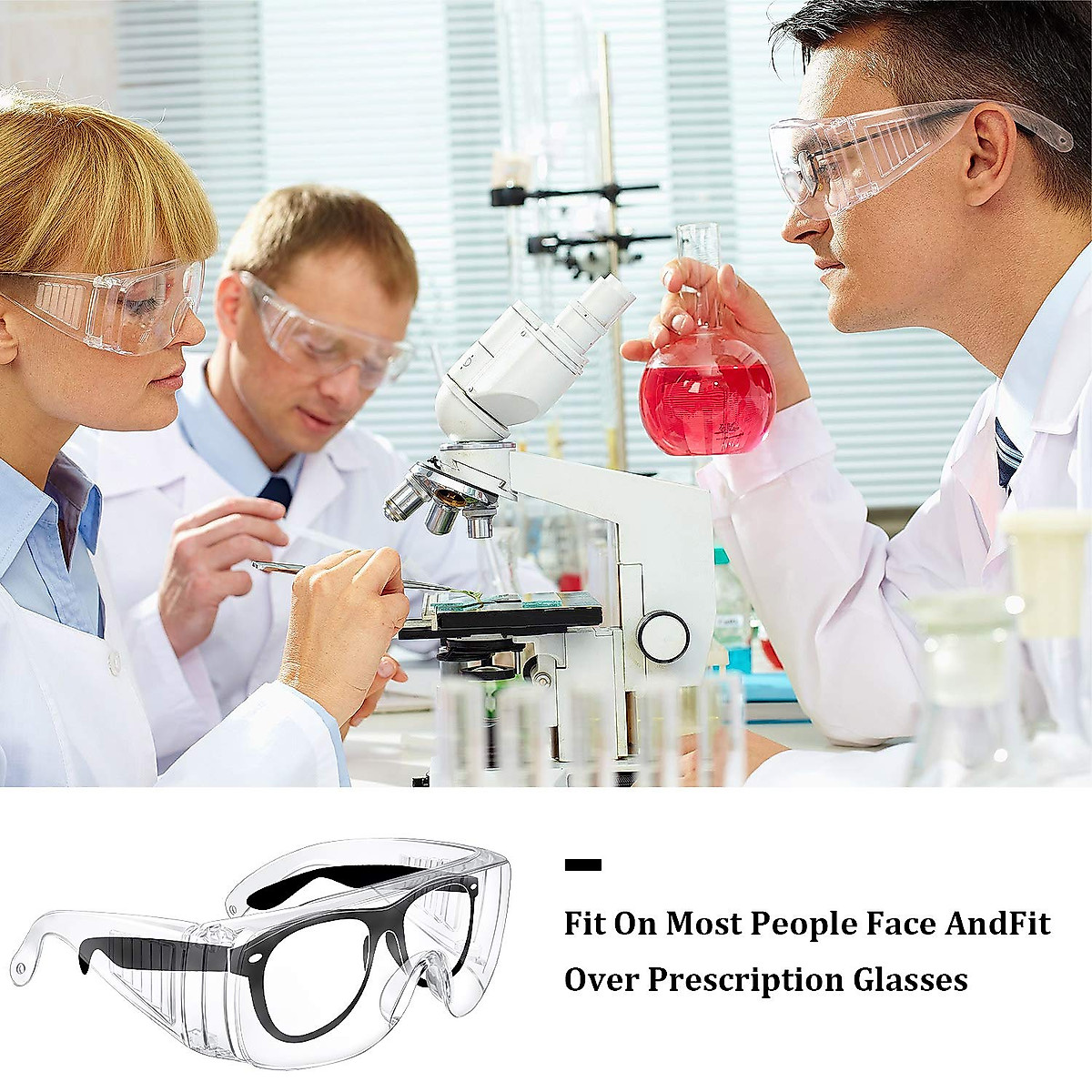 Frienda 6 Pairs Clear Safety Glasses Over Eyeglasses Goggles Clear Glasses Anti- Fog/Scratch Eye Protection Polycarbonate Protective Eyewear Safety Goggles For Shooting, Lab, Outdoor, Workplaces