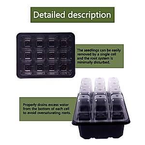 Easeen 12 Set Seedling Trays Seed Starter Kit- 144 Cells Plant Grow Kit, Garden Seed Propagator Premium Seedling Dome and Tray for Seeds Growing (12 Cells Per Tray)