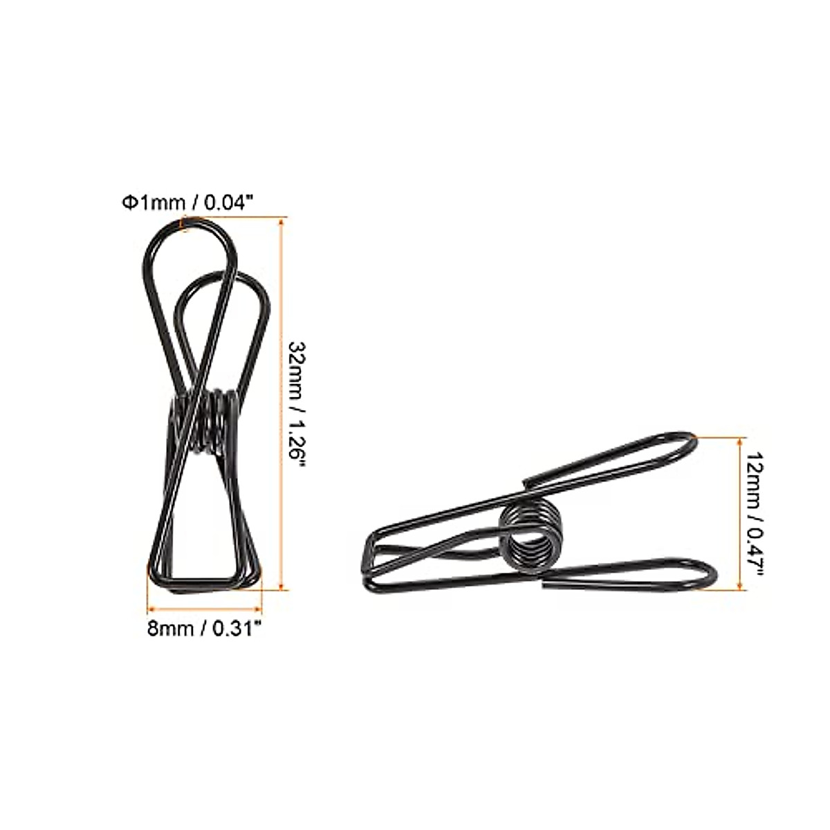 MECCANIXITY Small Metal Wire Clip 1 Inch Multi-Purpose Bag Clamp for Home Office Kitchen, Black Pack of 45