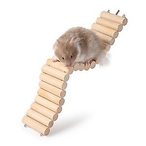 JanYoo Rat Toys Hamster Suspension Bridge Wooden Ladder Gerbil Sugar Glider Cage Accessories Small Animal Ramp Bendable