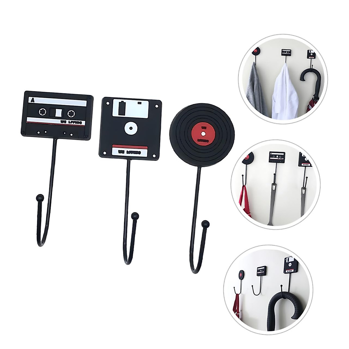 Zerodeko 3pcs Home Decoration Shower Room Towel Hooks Decorative Wall Hooks Adhesive Wall Hook Music Coat Hooks Magnetic Tape Household Key Hanger Soft Rubber Vintage Key Holder