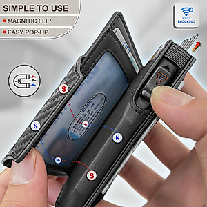 KEMISANT Airtag Wallet Men Gift,Mens Slim Front Pocket Wallet Money Clip Standard or Apple Airtag Use 3.8"×2.8"×0.9"