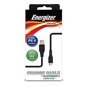 PDP Gaming Energizer Charge Cable | 6 Feet Universal Power and Play Charger: Black - PS5/PS4, Xbox One