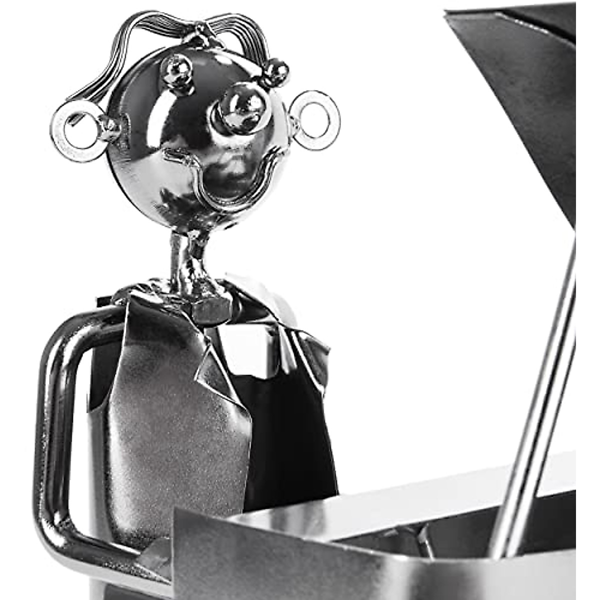 BRUBAKER Wine Bottle Holder 'Piano' - Table Top Metal Sculpture - with Greeting Card