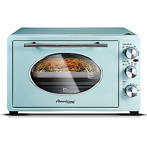Elite Gourmet Americana by Elite ETO3300M Vintage 50’s Diner Retro Countertop Toaster oven, Bake, Broil, Toast, Fits 12” Pizza, Temperature Control & Adjustable 60-Minute Timer 1500W, 8-slice, Mint