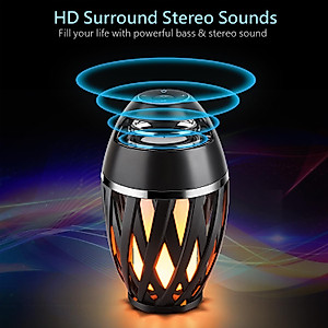 Tioneger Flame Outdoor Bluetooth Speakers, LED Table Lamp Speaker, Flame Light Speaker, Portable Wireless Waterproof Outdoor/Indoor LED Flickers Speaker with Handle, Gifts for Men (A1)