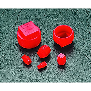 Caplugs 99390174 Plastic Threaded Plug for Pipe Fittings. P-28, PE-HD, to Plug Thread Size 1/4 NPT", Red (Pack of 100)