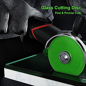 CenVen Glass Cutting Disc, 4 Inch Glass Ceramic Cutting Disc for Angle Grinder, Diamond Ultra-Thin Saw Blade for Smooth Cutting, Grinding of Glass, Jade, Crystal, Wine Bottles, Tile (5)