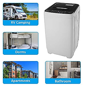 Nictemaw Portable Washing Machine 17.5 Lbs Capacity Full-Automatic Compact Washer with Drain Pump Laundry Washer With LED Display, 10 Programs and 8 Water Level Selections,Ideal for Home, Dorm, DV and Apartments