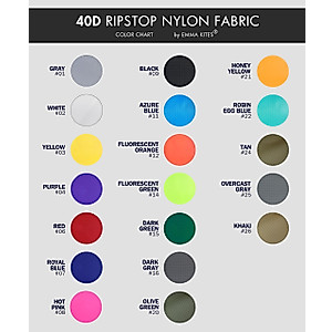 emma kites Black Ripstop Nylon Fabric 40 Denier, Pre-Cut Piece 1-Yard: 60"x36", Ultra-Light Airtight PU Coating Water Repellent