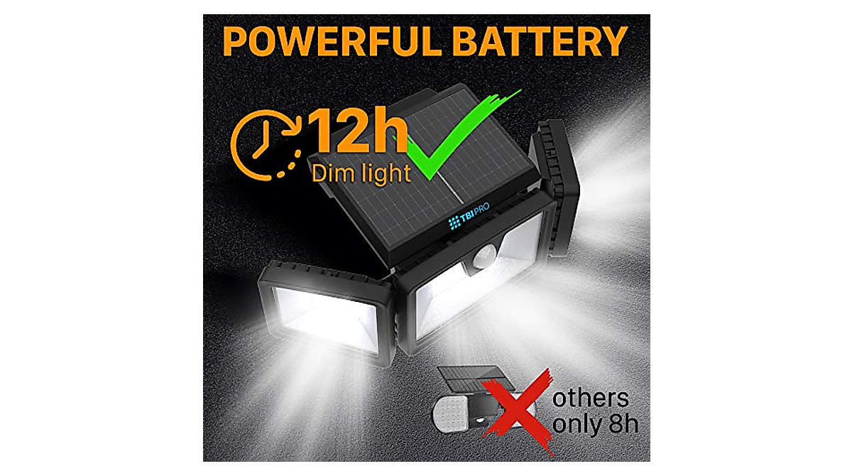 TBI Security Solar Lights Outdoor 216 LED - Bright, Adjustable & Waterproof