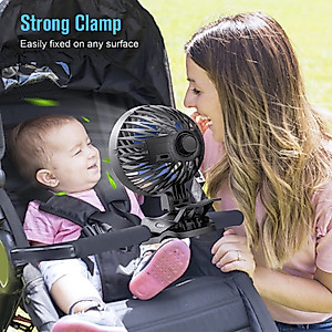 BESKAR Clip on Fan - 5000mAh Battery Rechargeable with CVT Speeds and Strong Airflow, Head Adjustable, Small Desk Fan Personal Quiet Fan for Office Stroller Outdoor