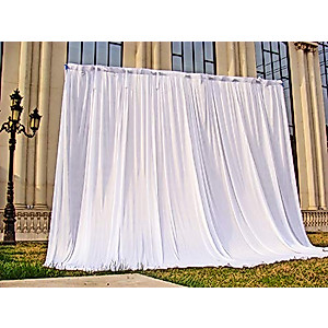 HAORUI Ice Silk Backdrop Curtain for Wedding Ceremony Photography Banquet Event Party 10ft White