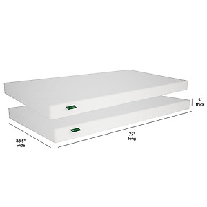 Max & Lily Two Pack 5 Inch Twin Memory Foam Mattress with Breathable, Washable Cotton Cover