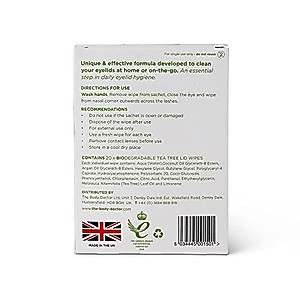 The Eye Doctor Tea Tree Eyelid Wipes - 20x Cleansing Lid Wipes for Dry Eye Blepharitis MGD and Demodex Treatment - Tea Tree, Coconut & Argan Oil