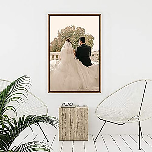 Color-Banner Custom Framed Canvas with Your Photos for Wedding,Personalized Pictures to Canvas Wall Art for Living Room,Bedroom - 16"x24", Natural Frame