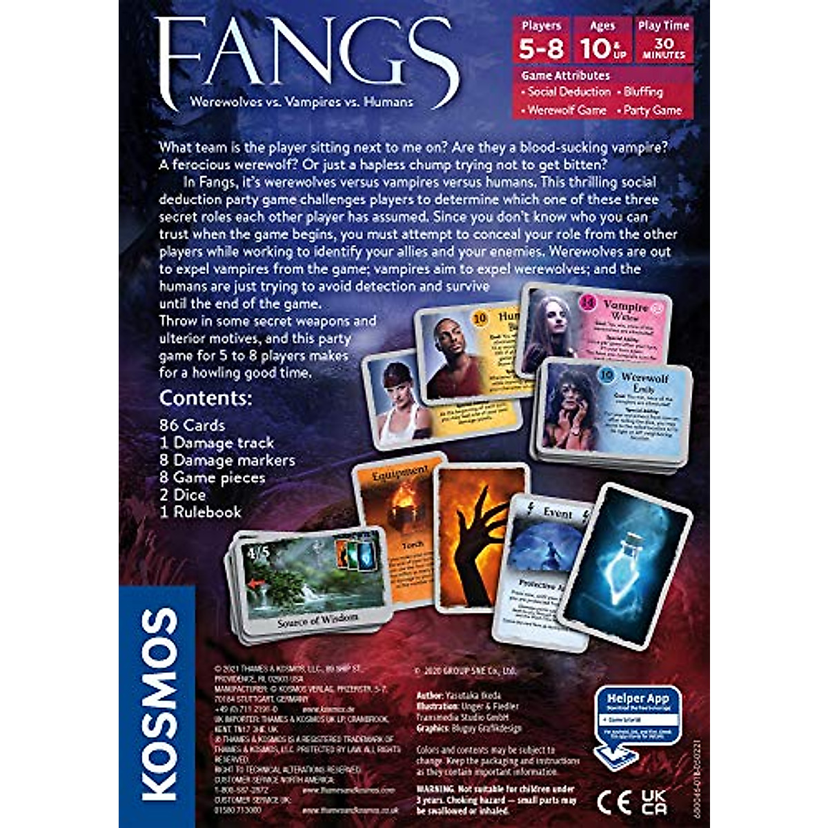 Fangs | Thames & Kosmos | Party Game | Vampires v. Werewolves v. Humans | Social Deduction | Role-Playing | 5 to 8 Players | Ages 10 and up