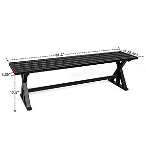 bigget Outdoor Metal Bench for Garden,Patio Dining Seating Benches Furniture for Outside Park,Picnic,Yard(Black)