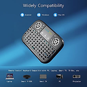Gecen Mini Wireless Keyboard with RGB Backlit, 2.4GHz Wireless Mini Keyboard Rechargeable Controller with Touchpad Mouse Combo, Compatible with Android TV Box, IPTV, HTPC, Smart TV, PC,etc.