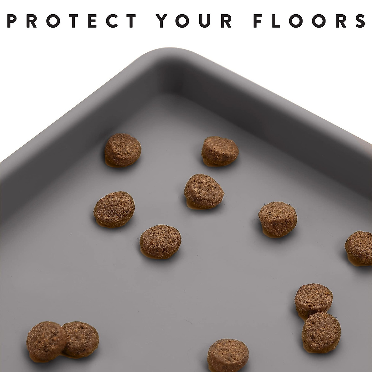 CatGuru Cat Food Mat, Small & Large Pet Food Mat, 100% Waterproof Cat Mat for Food and Water, Silicone Mat For Cat Bowls, Non-Slip Mat For Cat Food and Water Bowl or Cat Water Fountain (Small, Carbon)