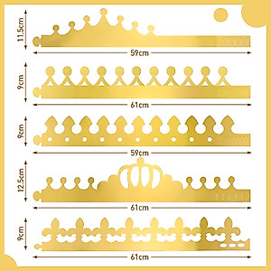 Paper Princess Prince Crowns for Kids Birthday Party Hats Gold for Boys Girls DIY Crown Supplies (Classic Style,34 Pieces)