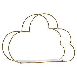 Shmei Cloud Shape Wrought Iron Wall Shelf,Wall-Mounted Display Storage Shelf Home Organizer Holder Rack Home Decor (Gold)