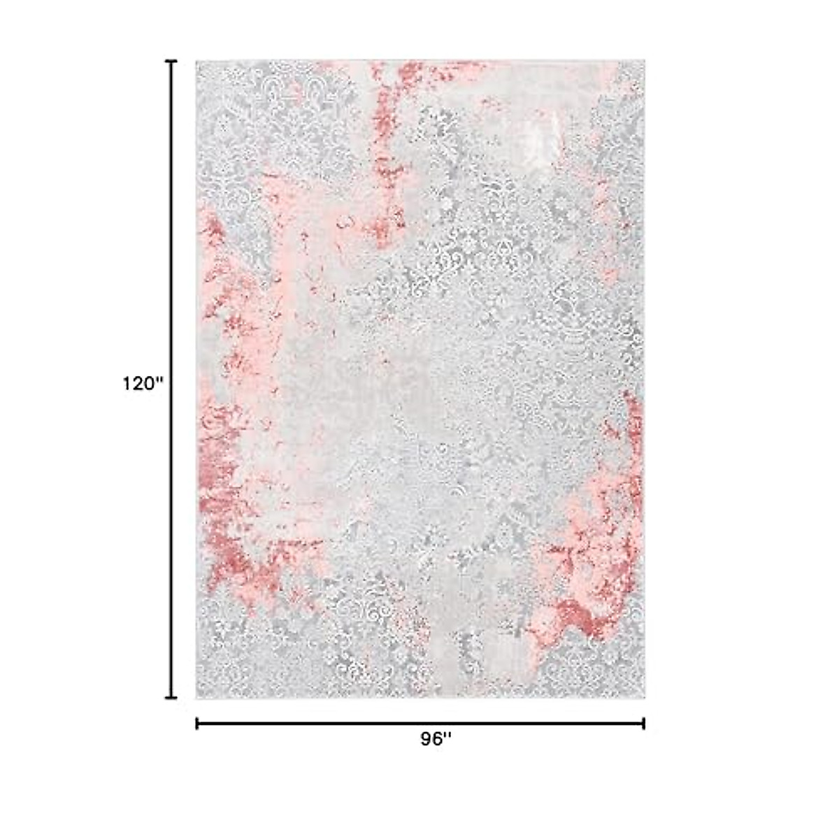 SAFAVIEH Meadow Collection Area Rug - 8' x 10', Light Grey & Pink, Modern Abstract Design, Non-Shedding & Easy Care, Ideal for High Traffic Areas in Living Room, Bedroom (MDW573G)