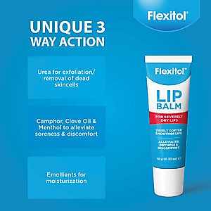 Flexitol Lip Balm, 0.35 Ounce Tube, Cream White, 3 Count (Pack of 1)