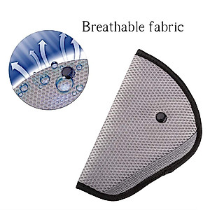 Seat Belt Adjuster, Car Safety Cover Strap Adjuster Pad Harness, Comfortable Protection for Adult Children Keep Belt Away From Neck and Face, Made of Air Mesh Fabric (Premium Luxuries Grey)