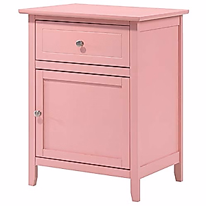Glory Furniture 1 Drawer /1 Door Nightstand, Pink