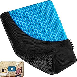 YOGI-ZONE Gel Seat Cushion for Long Sitting – 16.5x16.5x1.6 in. Honeycomb Seat Cushion for Back Pain Relief with Yoga Videos – TPE Cushion with Nonslip Breathable Cover for Office Chair & Car Seat