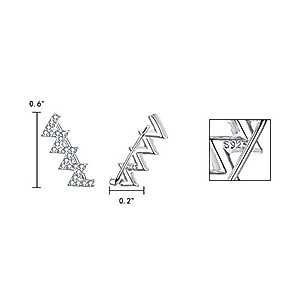 EleQueen 925 Sterling Silver Cubic Zirconia Lightning Bolt Zig Zag Ear Crawlers Sweep Cuff Bridal Hook Earrings 1 Pair