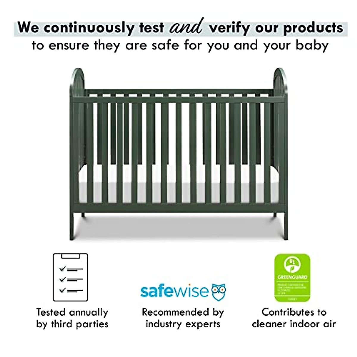 DaVinci, Beau 3-in-1 Convertible Crib in Forest Green, Greenguard Gold Certified