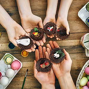 12 Pcs Artificial Bird Nest Easter Handmade Natural Rattan Bird Nests for Easter Garden Yard Home Crafts Party Wedding Patio Succulent Planter DIY Terrarium Moss Landscape (2.36 Inch)