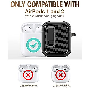 Koaichi for AirPods 2nd/1st Generation Case, Full-Body Ultra-Hard Shell Protective Cover with Lock, Powerful Drop Protection, Well Built Case Designed for AirPods 2/1, Black