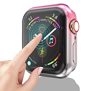 Josi Minea iWatch 5 & 4 [40mm] Protective Snap-On Case with Built-in HD Clear Screen Protector - Shockproof & Anti-Scratch Thin Cover Shield Compatible with Apple Watch Series 5 & 4 [40mm - Silver]